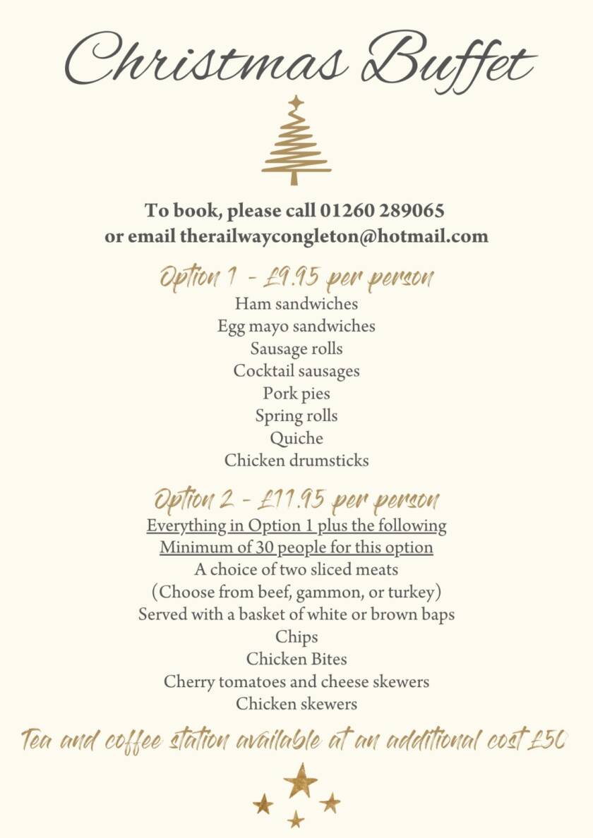 The Railway Inn | Congleton- Our Menu