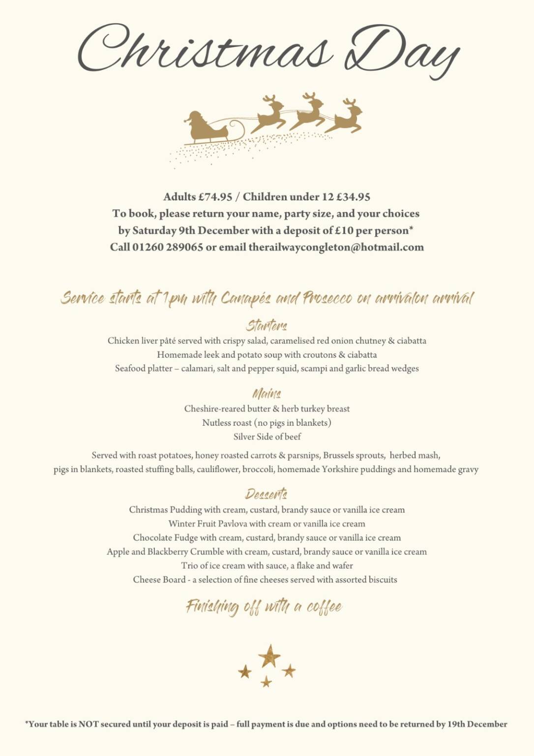 The Railway Inn | Congleton- Our Menu