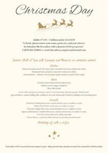 The Railway Inn | Congleton- Our Menu